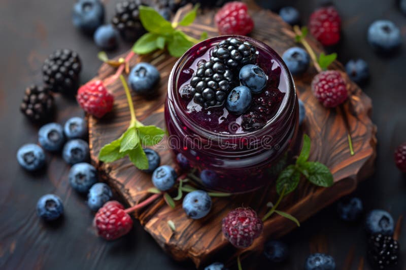 Homemade Farm Fresh Wild Berry Jam. AI Generative Stock Illustration ...