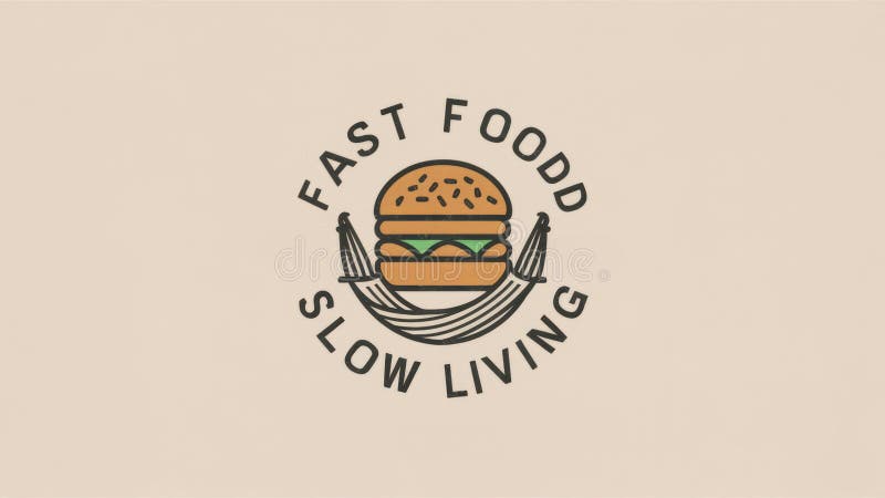 Fast Food and Slow Living Logo, AI Stock Image - Image of hamburger ...