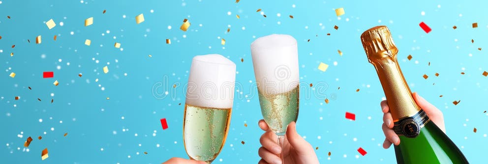 Festive Cheer Bubbly Drinks Joyful Toasting Confetti Celebration Stock ...