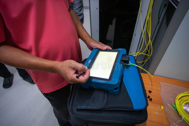 Fiber Optic Tester Tool with in a Technology Data Center Stock Photo ...