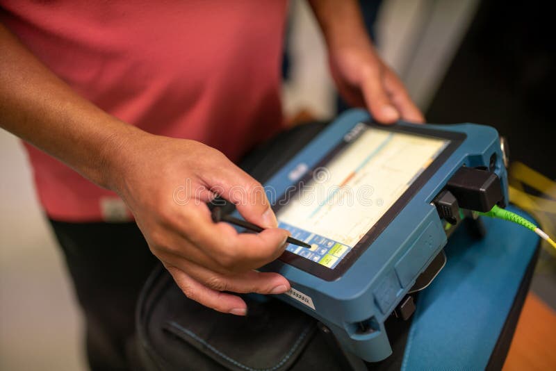 Fiber Optic Tester Tool with in a Technology Data Center Stock Photo ...