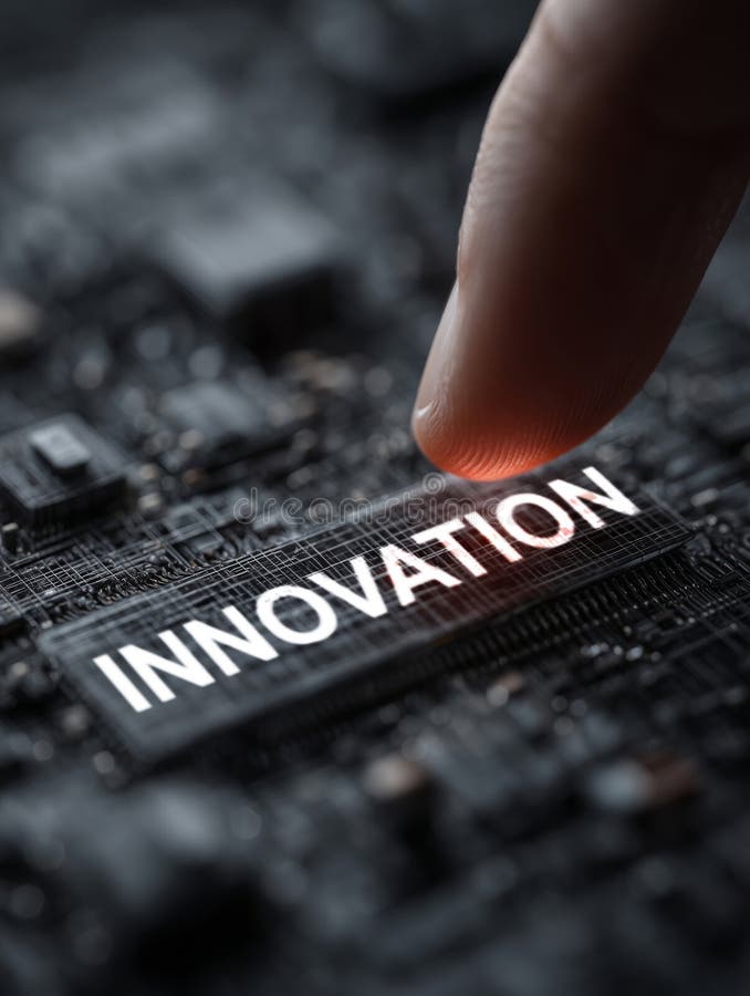 Finger Poised To Activate Innovation on a Futuristic Tech Interface ...