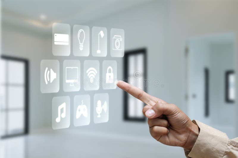 Finger Interacting with a Smart Home Control Interface Stock Image ...