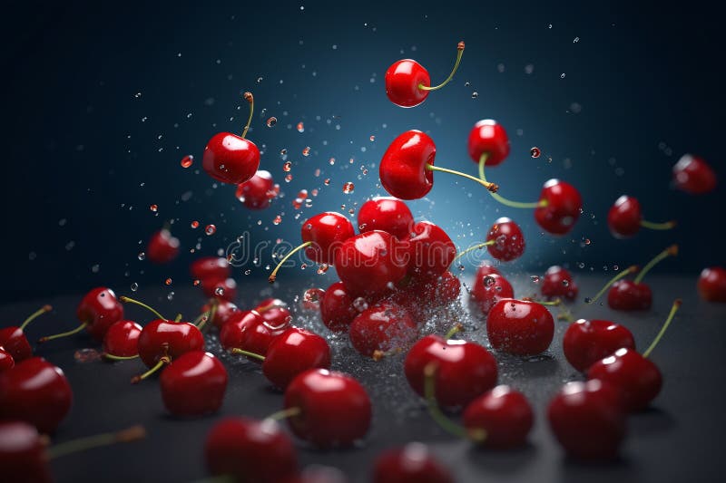 Fresh Cherry Berry Fruit in a Splash of Water Stock Image - Image of ...