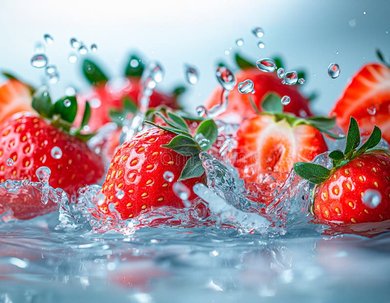 Red Strawberries with a Water Splash Stock Image - Image of cocktail ...