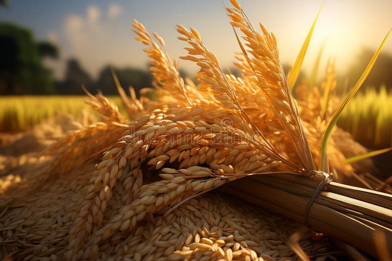 Generated Image Freshly Harvested Rice Stock Photo - Image of cuisine ...