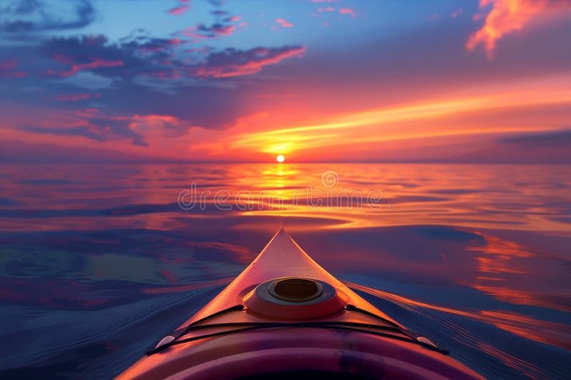 Kayak at Sunset on Calm Sea Stock Image - Image of adventure, tourism ...
