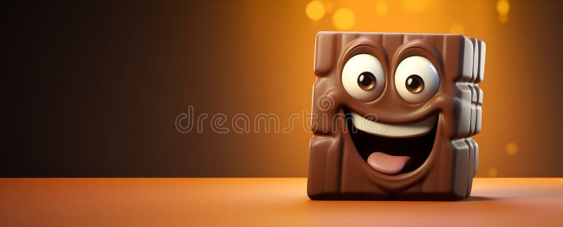 Funny Cartoon Chocolate Bar with Copy Space Stock Illustration ...