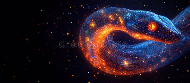 Futuristic Snake and Stars Concept in Digital Art Stock Image - Image ...
