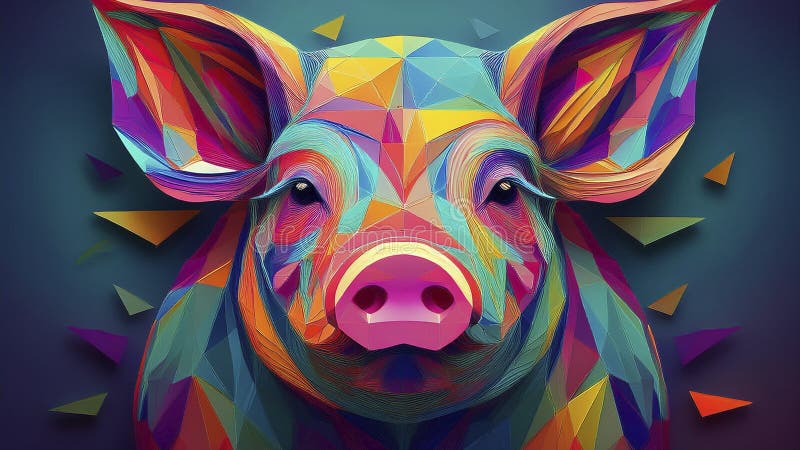 Generated Image the Geometry of the Colorful Pig Stock Illustration ...