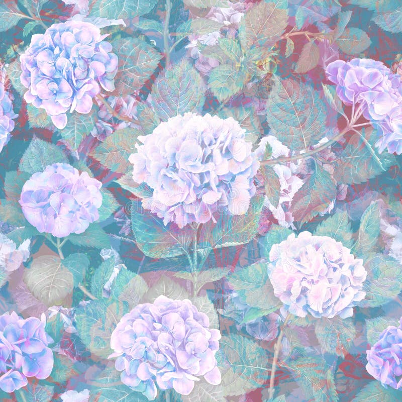 Glitch Floral Pattern Seamless in Blue Pink Color Aesthetic Abstract ...