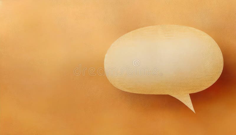 Golden Speech Bubble on Textured Orange Background Representing ...