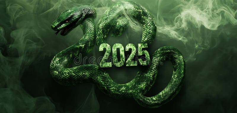 A Striking Green Serpent Intertwines with the Numbers 2025, Set Against ...