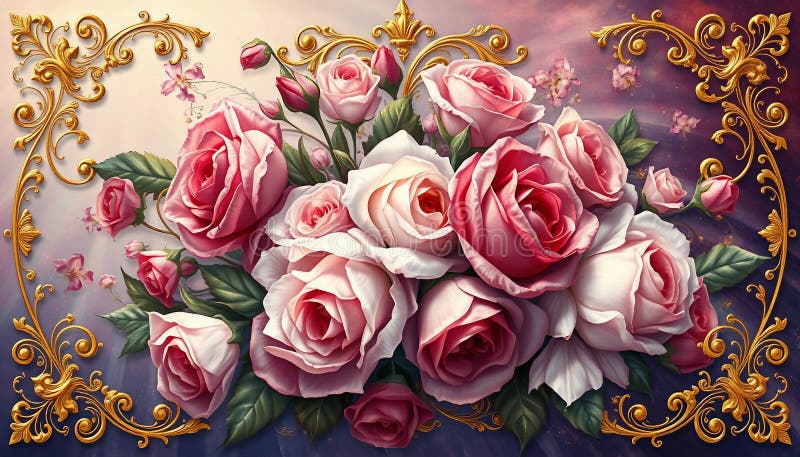 Greeting Card with Roses. Rich Bright Colors Stock Illustration ...