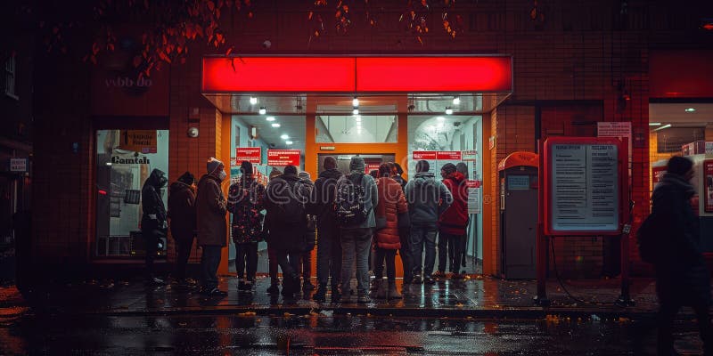 Nighttime Queue Outside Building Stock Photos - Free & Royalty-Free ...