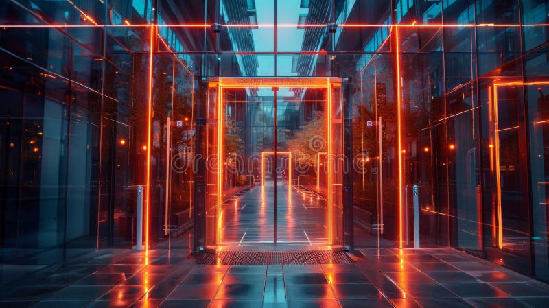 Abstract Hallway Illuminated by Neon Lights Stock Photo - Image of home ...