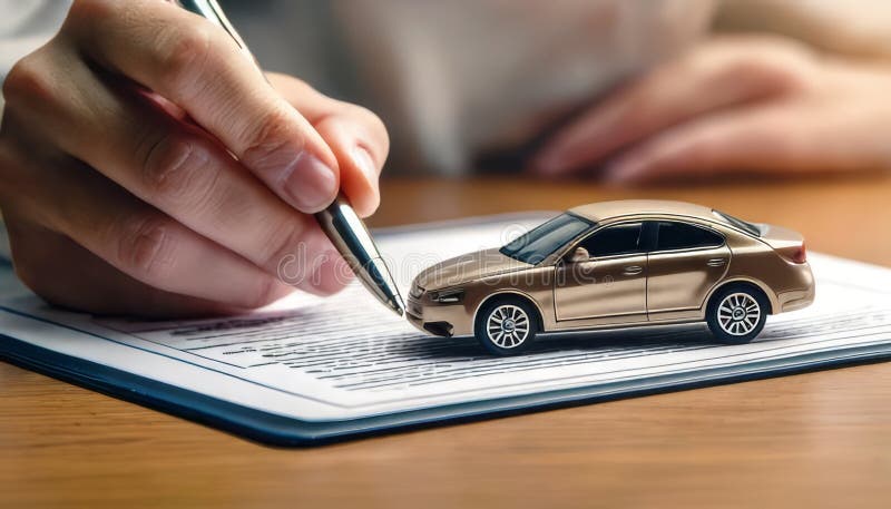 Hand or Sign Document with Car Stock Illustration - Illustration of ...