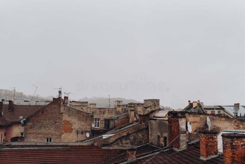 Overcast Rooftops in a Historic Urban Setting. Old City Roofs Stock ...