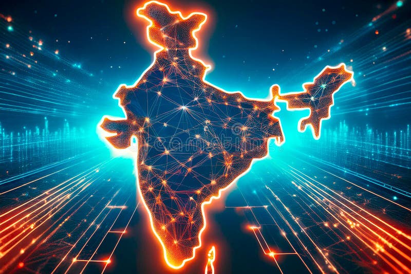 India Network and Data Exchange Visualized on a World Map, Highlighting International ...