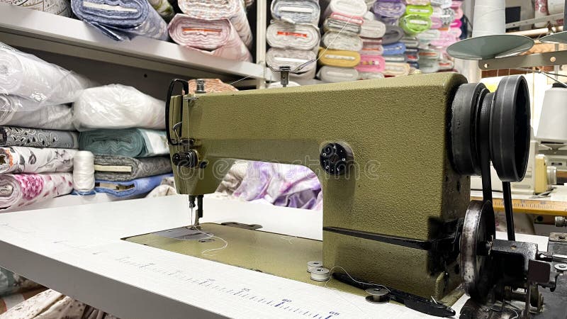 Industrial Sewing Machine in a Fabric Store, Showcasing Tools of the ...