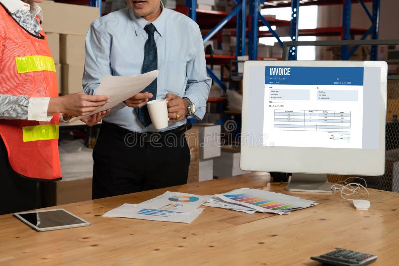 Invoice on Computer Screen from Accounting Application. Snugly. Stock ...