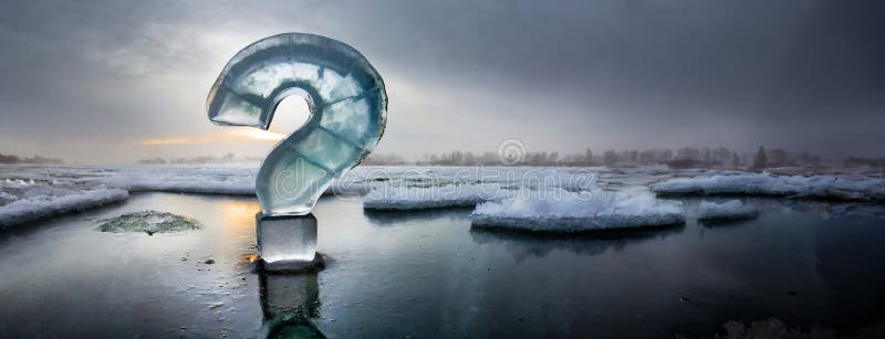 A Large Ice Sculpture in the Shape of a Question Mark Stands on a ...