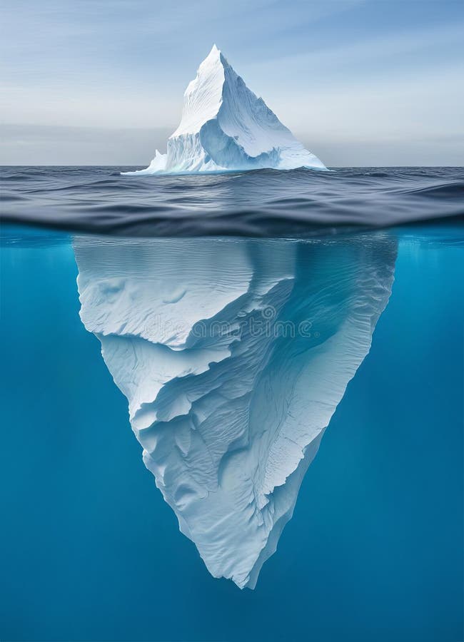 Iceberg Floating in the Ocean, Both the Tip and the Submerged Parts are ...