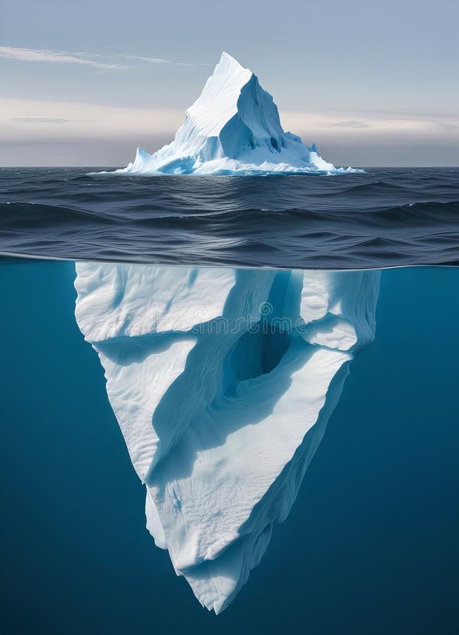 Iceberg Floating in the Ocean, Both the Tip and the Submerged Parts are ...
