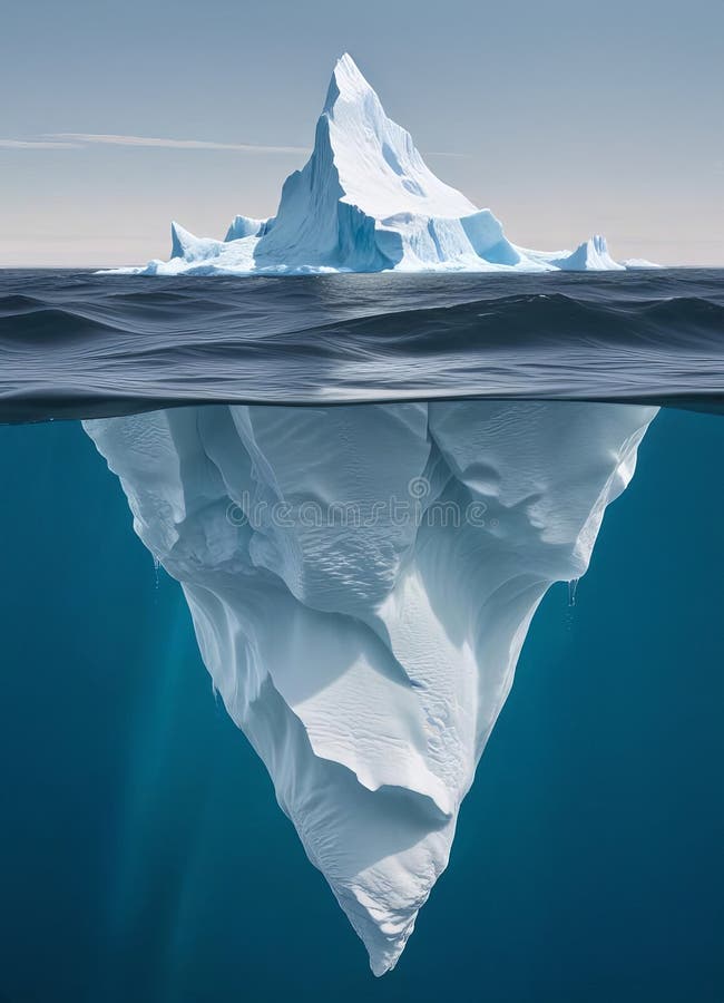 Iceberg Floating in the Ocean, Both the Tip and the Submerged Parts are ...