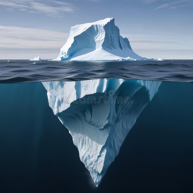 Iceberg Floating in the Ocean, Both the Tip and the Submerged Parts are ...