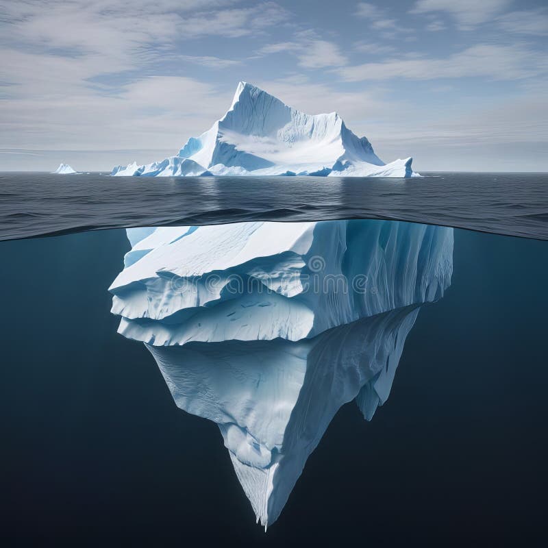 Iceberg Floating in the Ocean, Both the Tip and the Submerged Parts are ...