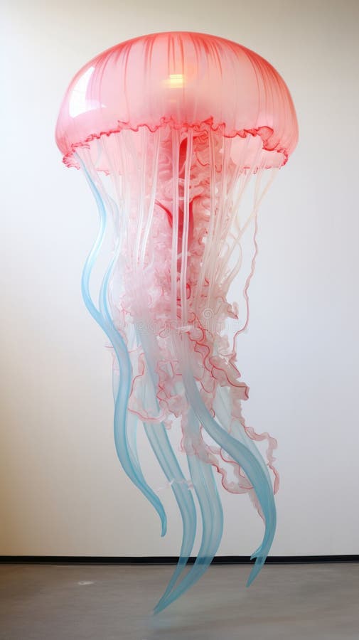 Jellyfish Art Installation Against White Background Stock Illustration ...