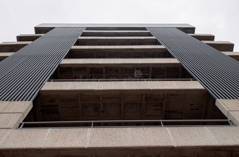 Modern Concrete Building with Vertical Design Stock Image - Image of ...