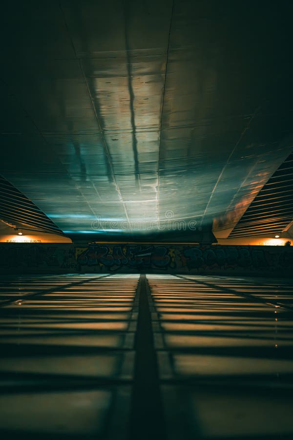 Illuminated Urban Underpass Stock Photo - Image of tunnel, urbanism ...