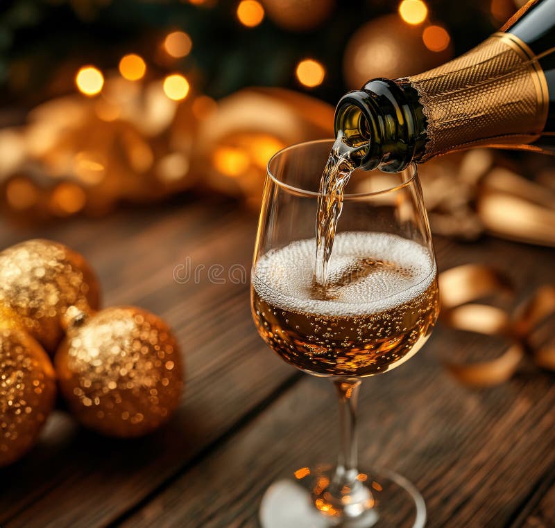 Luxury Celebration Scene Exploding Champagne Bottle, Crystal Flute ...