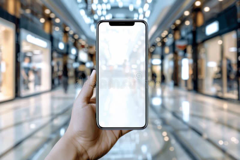 Man Hand Holding Mobile Smart Phone with Blank Screen Inside Modern ...