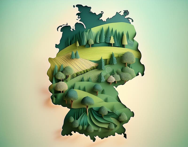 Map of Germany in Een Landscape Style Stock Illustration - Illustration ...