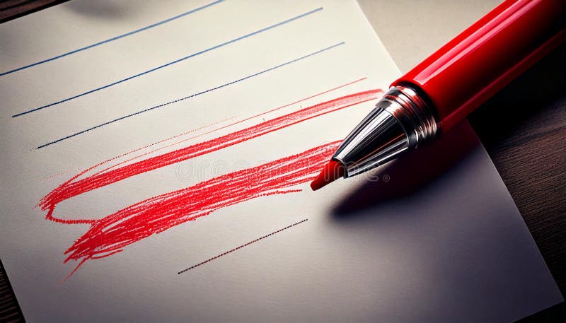 Generated Image Mark Text with Red Marks Using a Pen Stock Photo ...