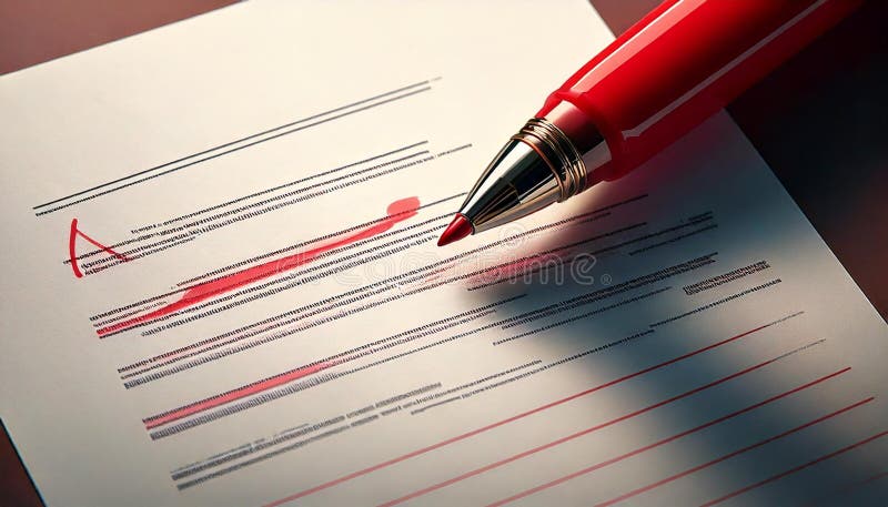 Generated Image?Mark Text with Red Marks Using a Pen Stock Photo ...
