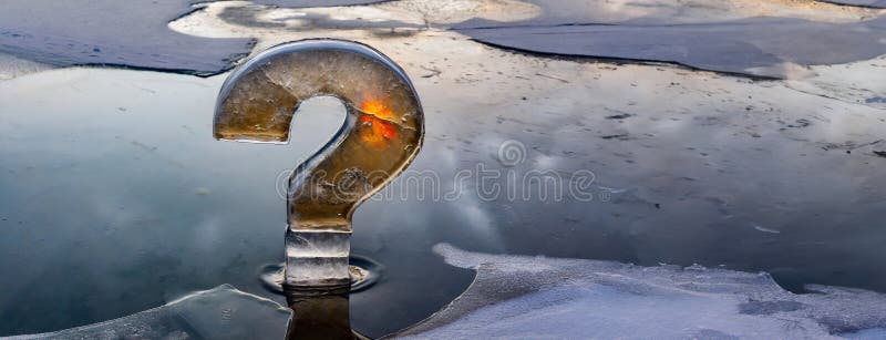 A Melting Ice Sculpture in the Shape of a Question Mark Reflects the ...