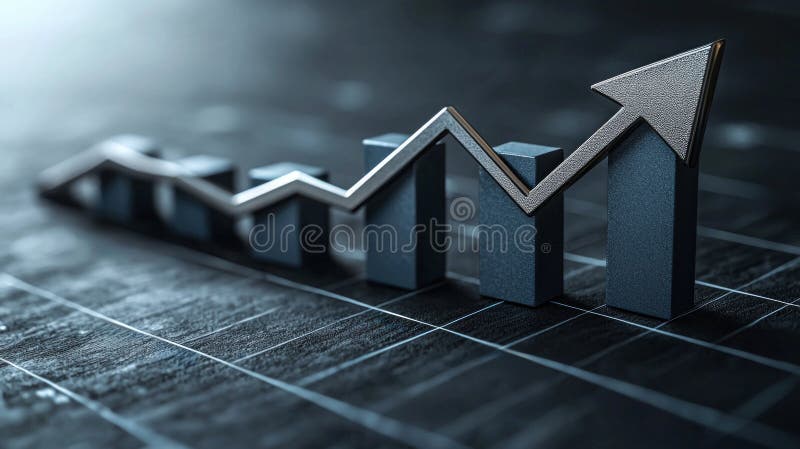 Metallic Silver Arrow Points Upward Dark Gray Background Symbolizing ...