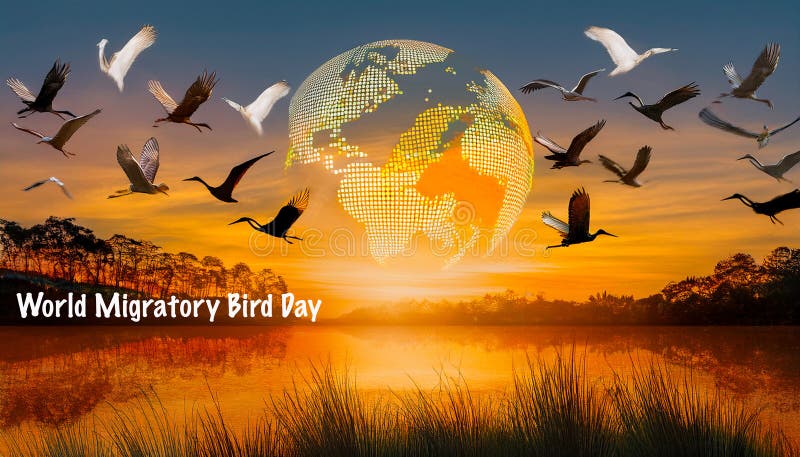 Migratory Birds Flying Around the Earth on World Migratory Bird Days ...