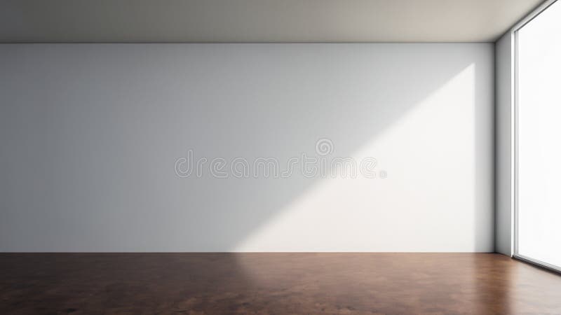 Minimalist Empty Studio Corner with Sunlight and Shadows from Window ...
