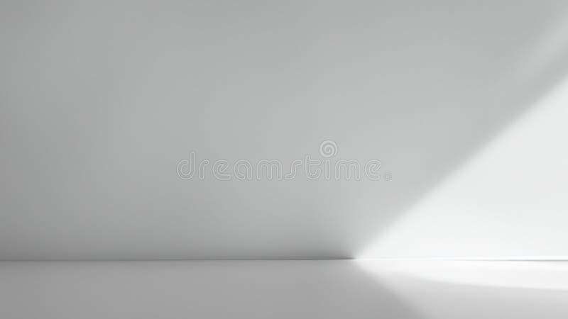 Minimalist Room with Soft Shadows on White Wall and Floor Background ...