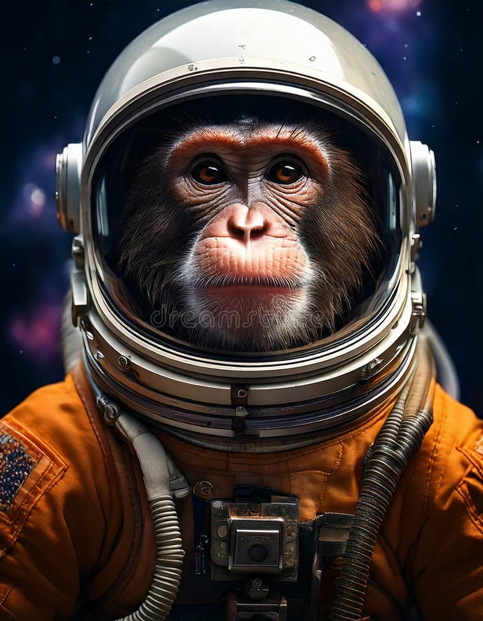 Generated Image. Monkey with Astronaut Costume Stock Illustration - Illustration of primate ...