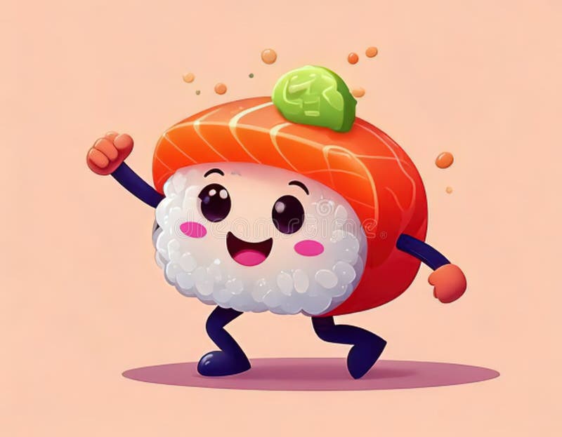 Neon Sushi Figure Dancing at 11-10-2024 Stock Illustration ...