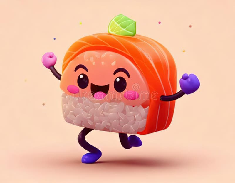 Neon Sushi Figure Dancing at 11-10-2024 Stock Illustration ...