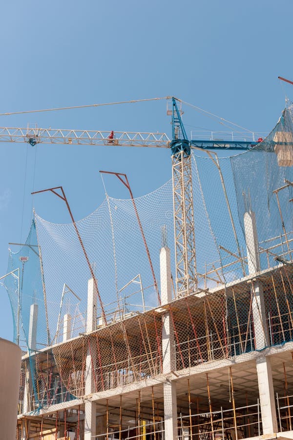 New Building Construction Process. Safety Nets, Structural Beams ...