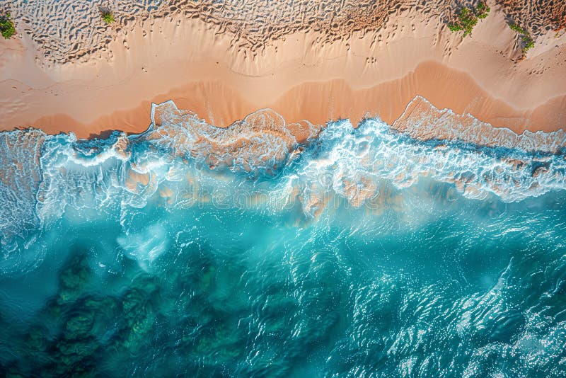 Ocean Waves and Beach Top View, Natural Background. Stock Image - Image ...