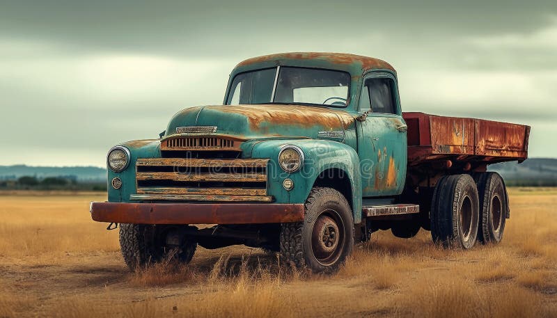 Old Truck. an Old Abandoned Truck Rusts in an Open-air Junkyard Stock ...